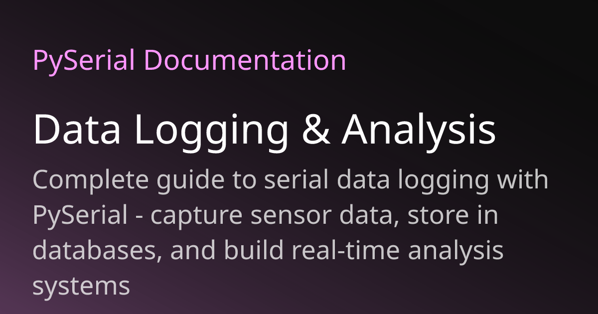 Data Logging & Analysis
