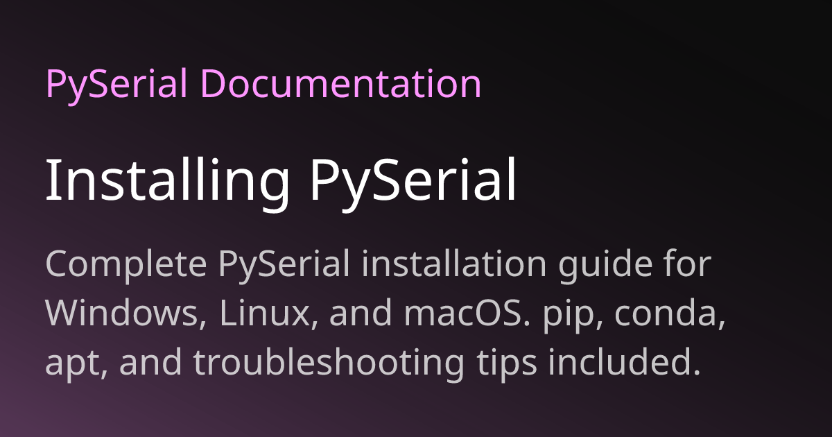 Installing PySerial