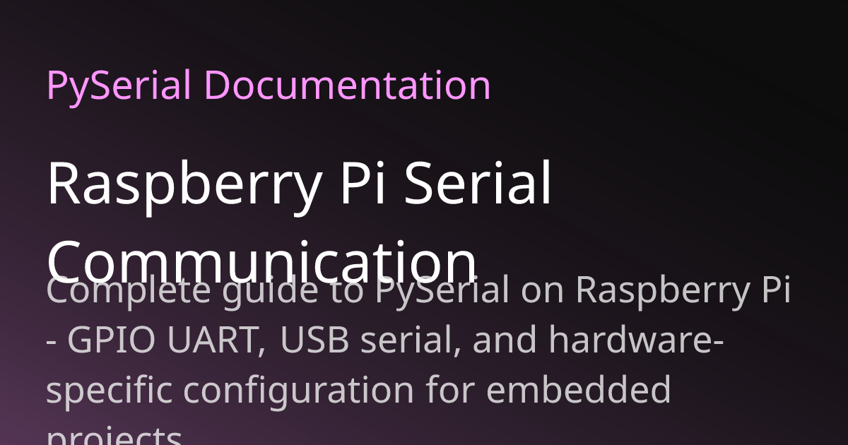 Raspberry Pi Serial Communication
